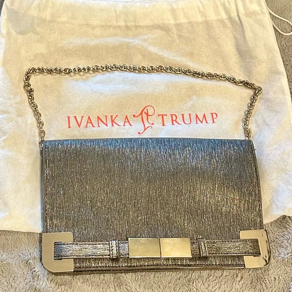 Ivanka Trump | Bags | Ivanka Trump Black Gold Clutch Bag | Poshmark